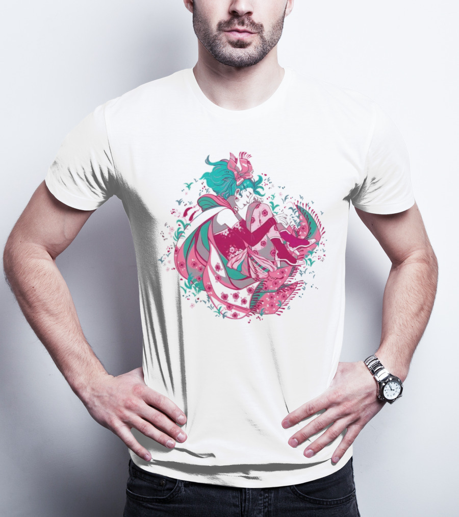 The Floating Garden Lovers In Bloom With Vibrant Floral Embrace T-Shirt