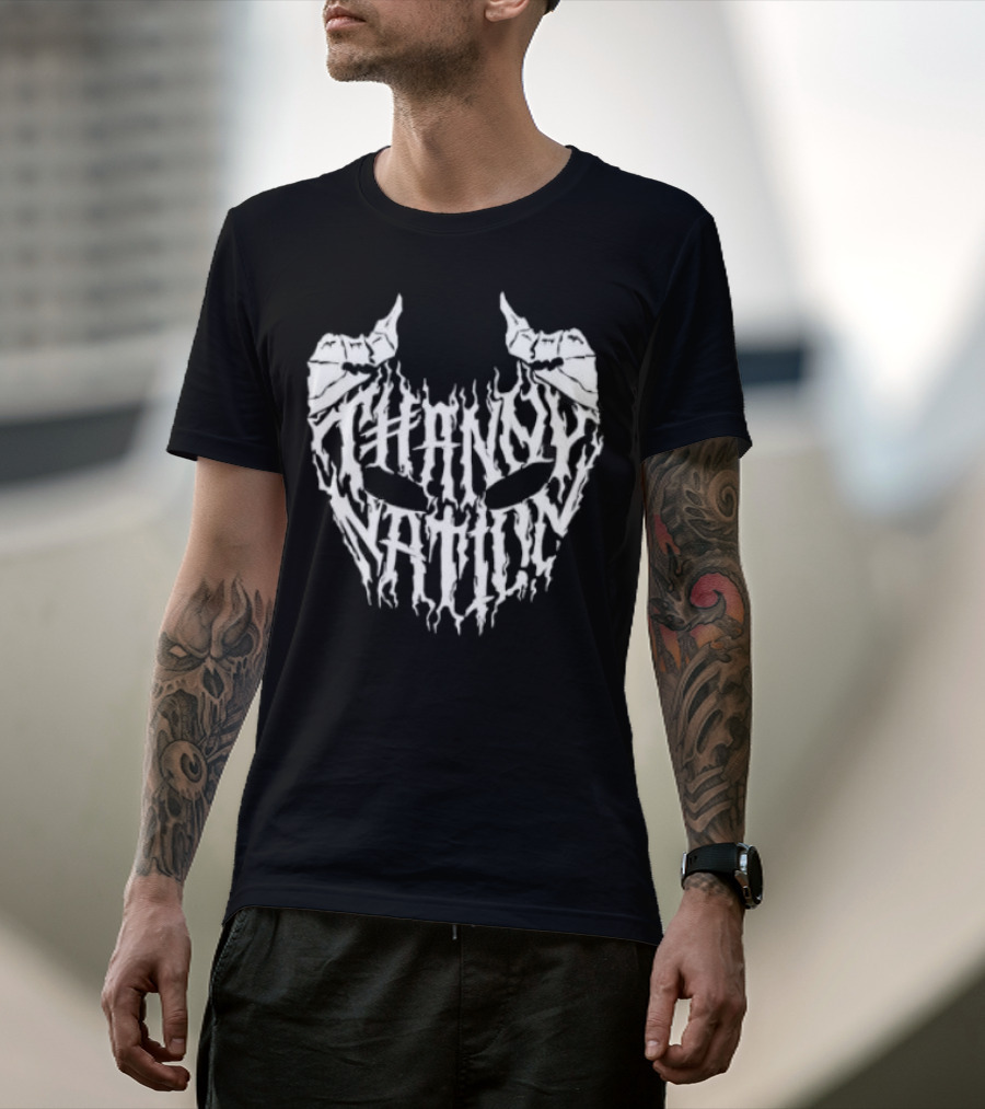 Thanny Nation Flame Text With Mask T-Shirt