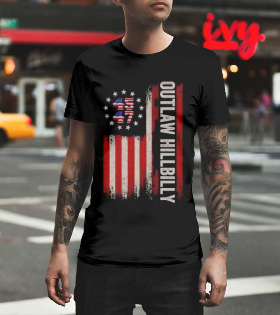 Outlaw Hillbilly American Flag 1776 Stars Stripes T-Shirt
