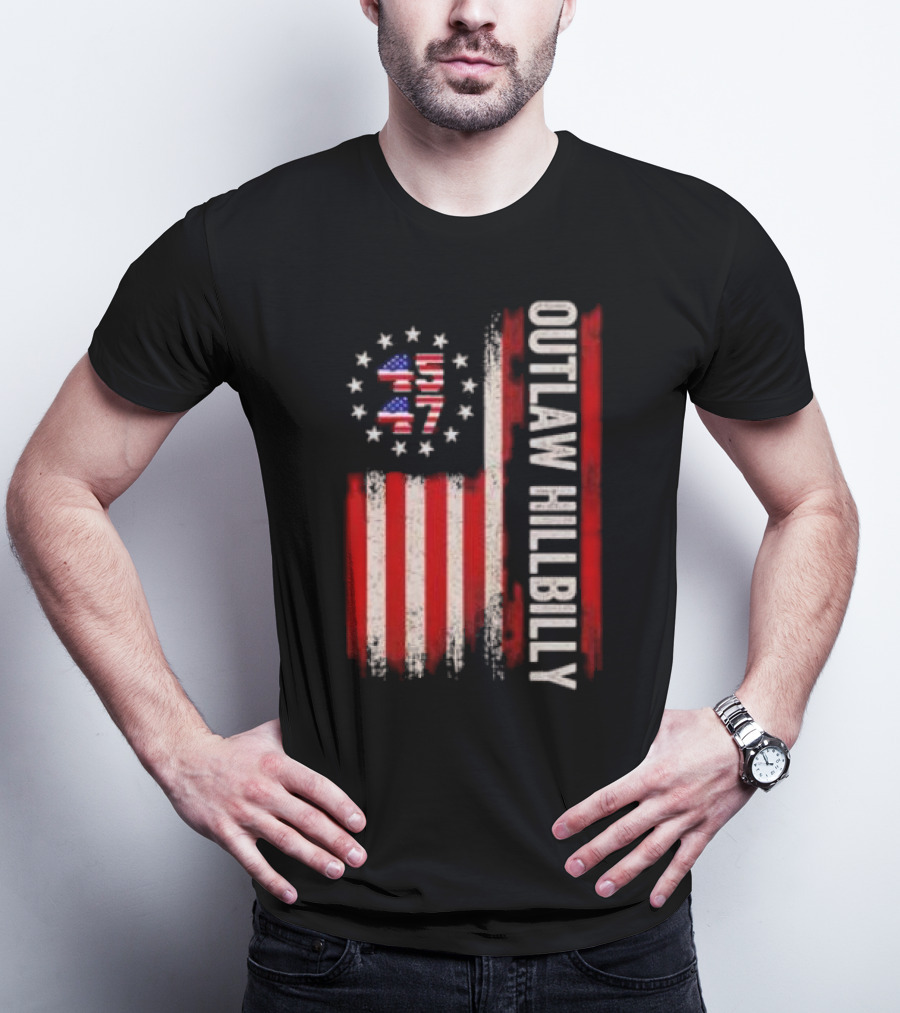 Outlaw Hillbilly American Flag 1776 Stars Stripes T-Shirt