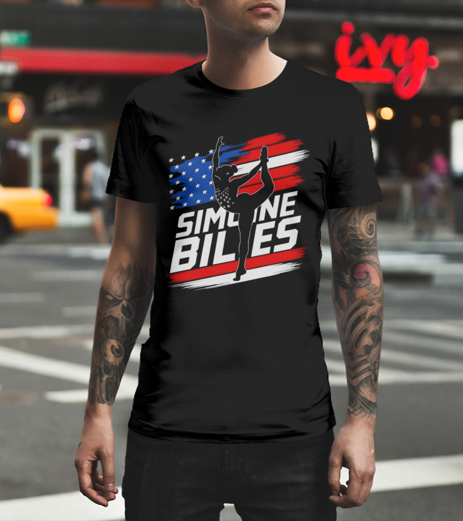 SIMONE BILES USA AMERICAN FLAG GYMNASTICS TEAM T-Shirt