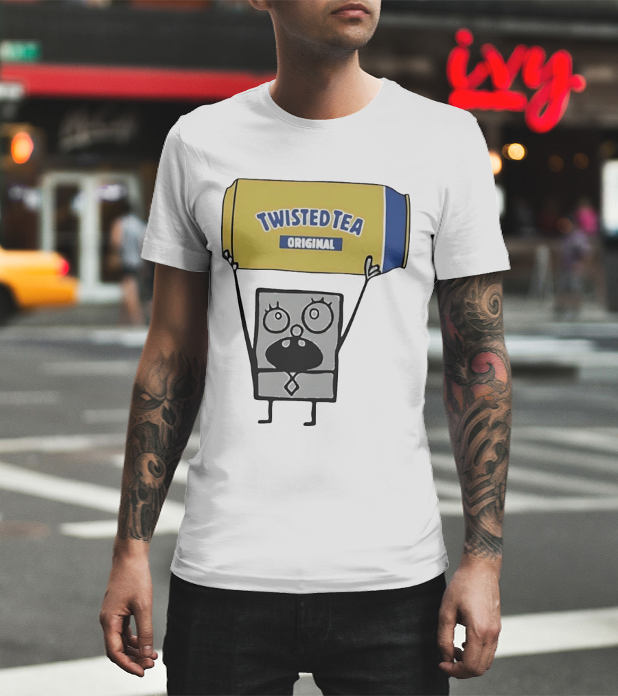 SpongeBob Doodlebob Holding Twisted Tea Original Can T-Shirt