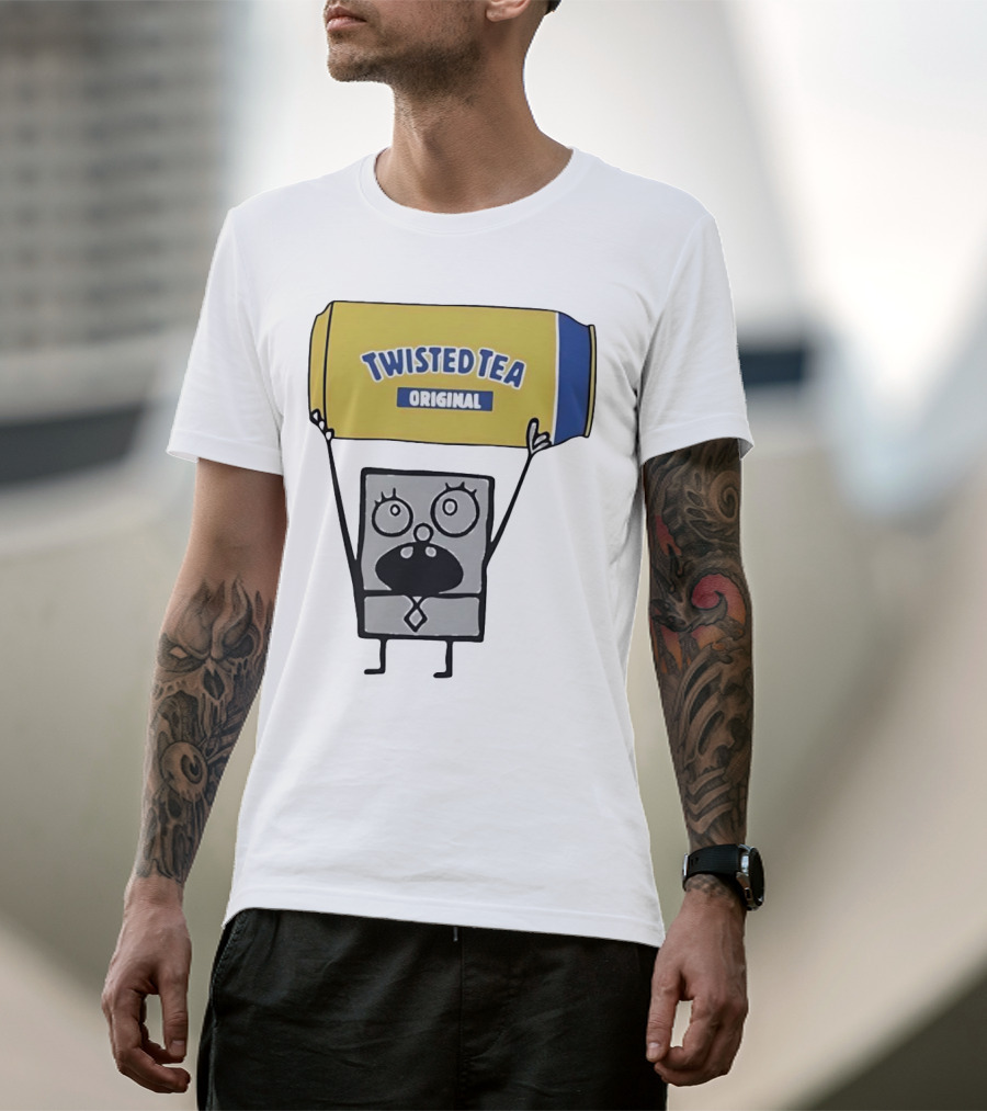 SpongeBob Doodlebob Holding Twisted Tea Original Can T-Shirt