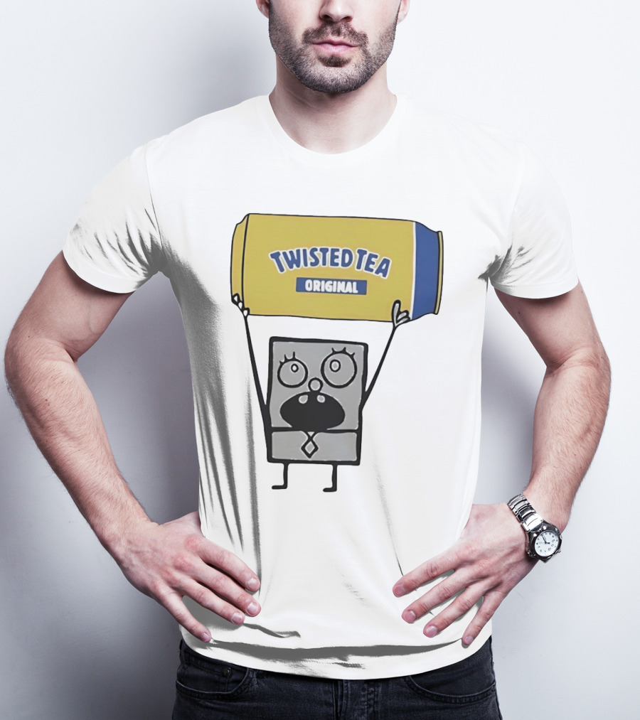 SpongeBob Doodlebob Holding Twisted Tea Original Can T-Shirt