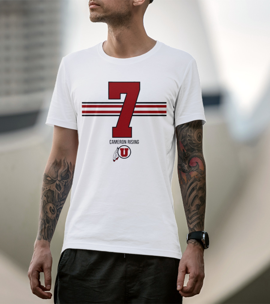 Cameron Rising Utah Utes Number 7 Stripe T-Shirt