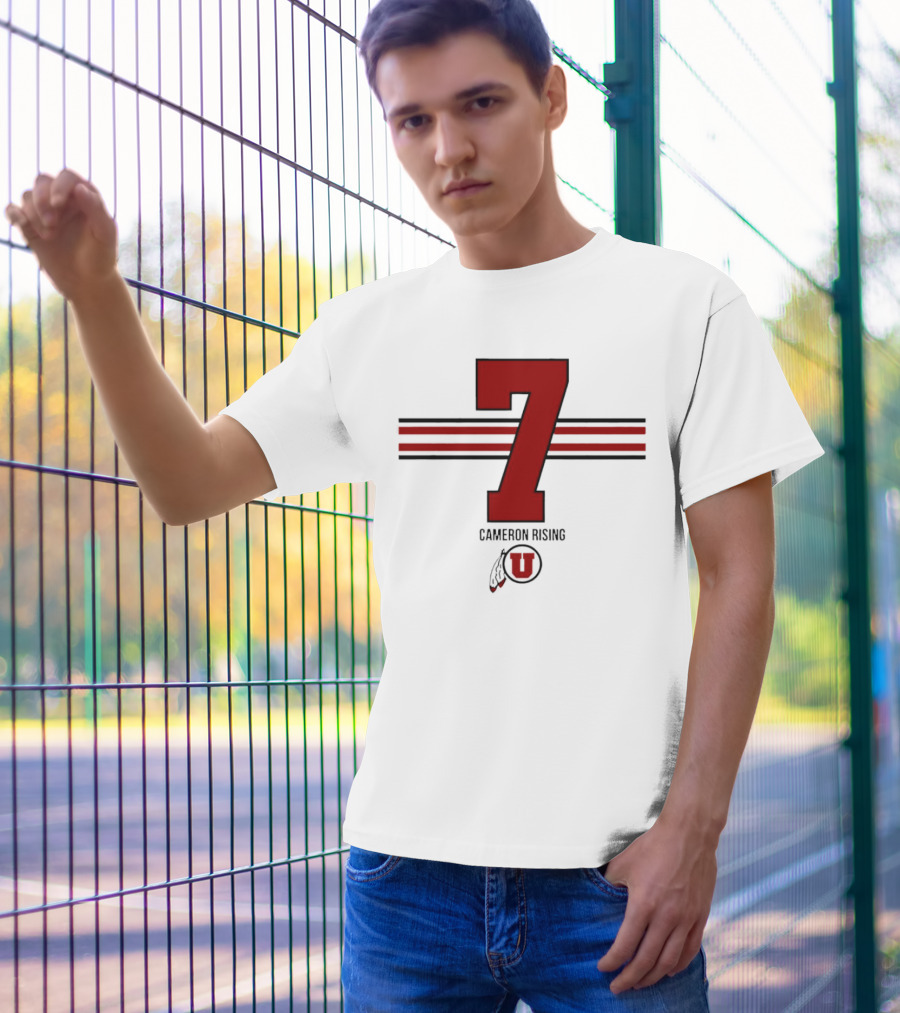 Cameron Rising Utah Utes Number 7 Stripe T-Shirt