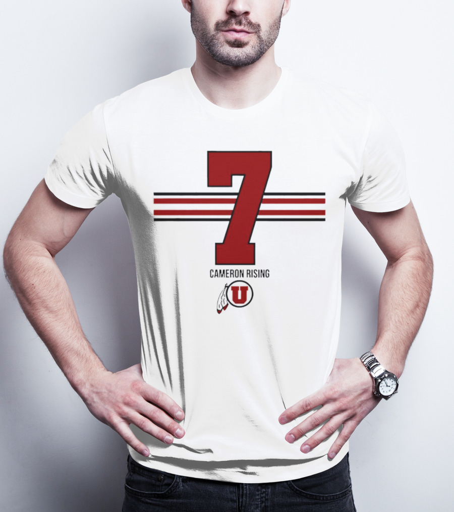 Cameron Rising Utah Utes Number 7 Stripe T-Shirt