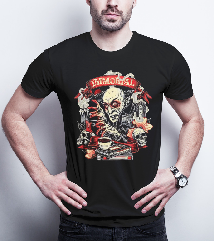Count Orlok Nosferatu Immortal Vampire With Skulls And Coffin Mug T-Shirt