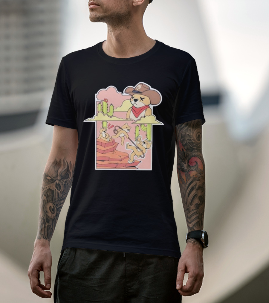 Rich And Lonely Outlaw Richie Cowboy Bear Adventure Cactus Desert T-Shirt