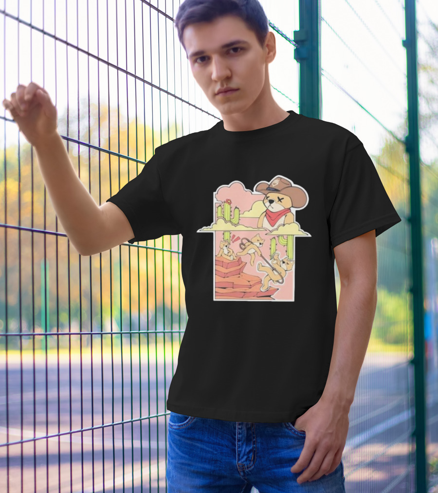 Rich And Lonely Outlaw Richie Cowboy Bear Adventure Cactus Desert T-Shirt