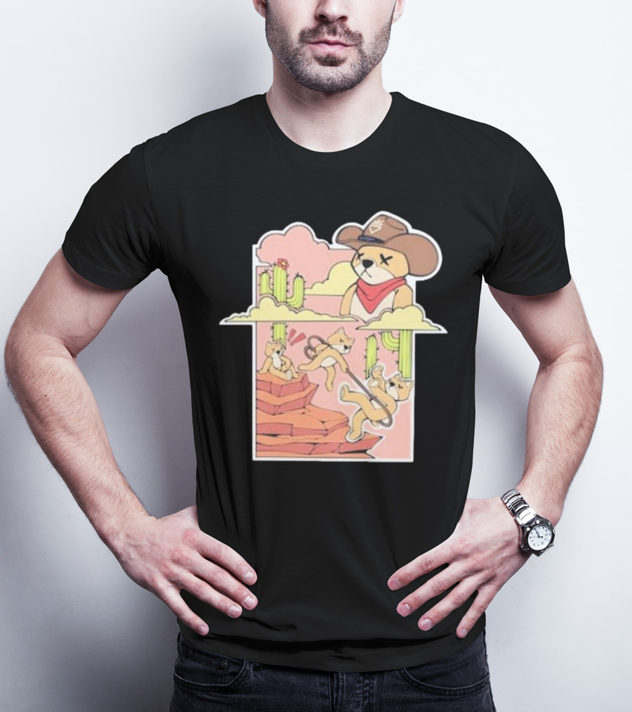 Rich And Lonely Outlaw Richie Cowboy Bear Adventure Cactus Desert T-Shirt