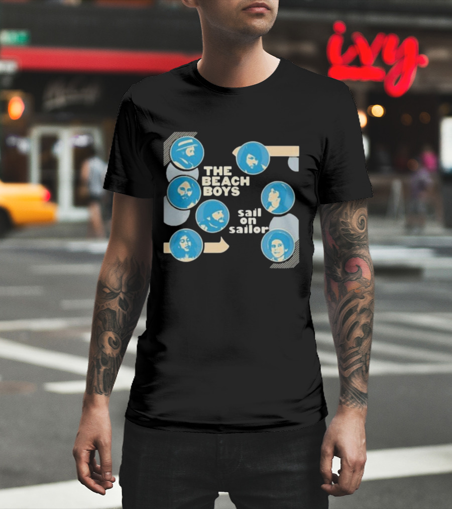 The Beach Boys Sail On Sailor Retro Blue Circles T-Shirt