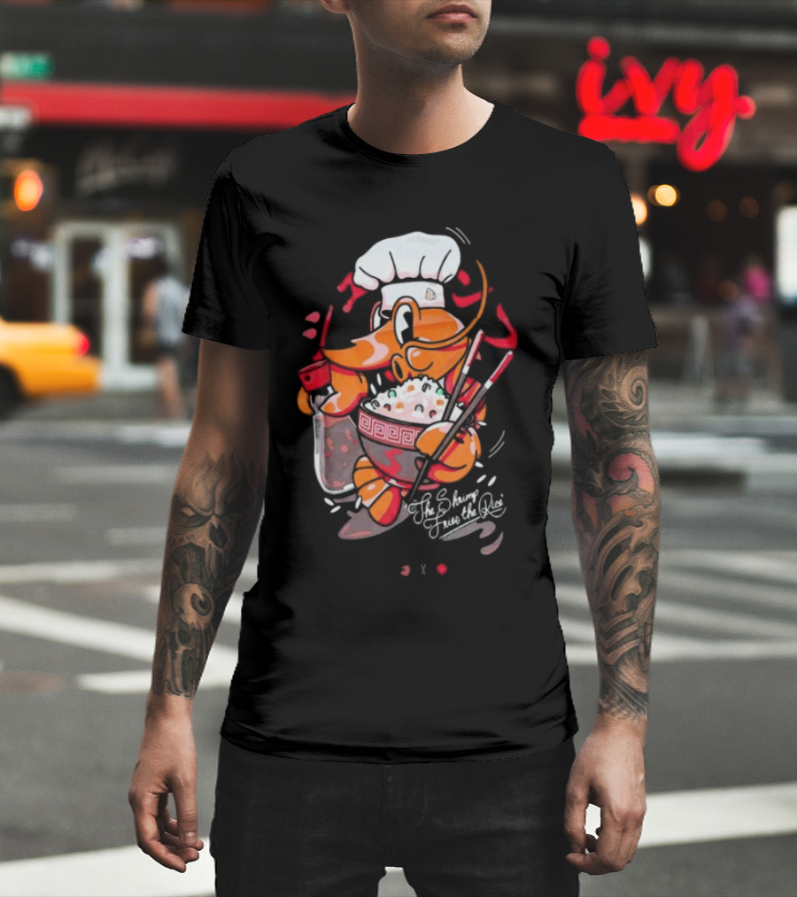 The Shrimp Fried Rice Chef With Chopsticks And Soda Cup T-Shirt