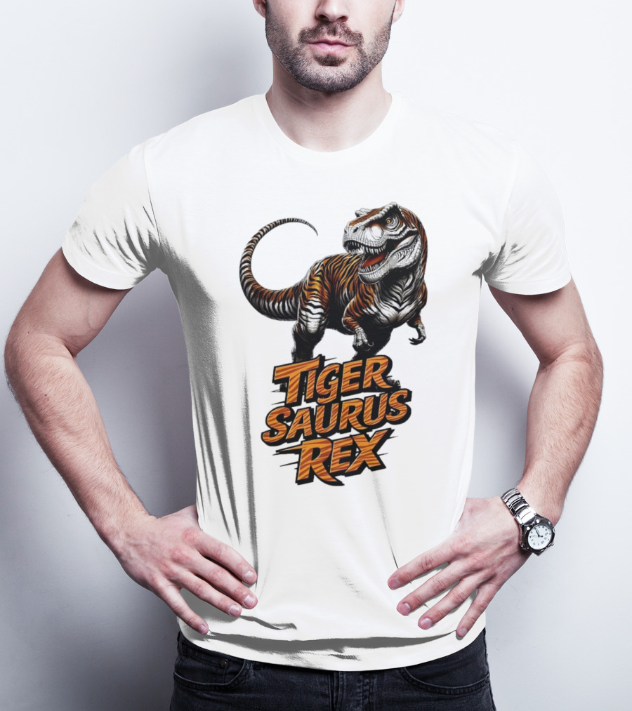 Fierce Tiger Saurus Rex Dinosaur Tiger Saurus Rex T-Shirt