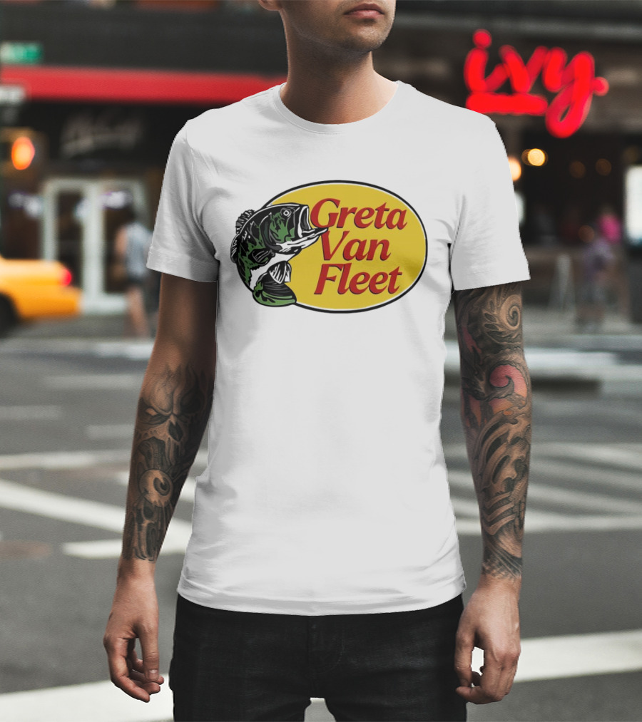 Greta Van Fleet Bass Fishing Oval Bass Emblem T-Shirt