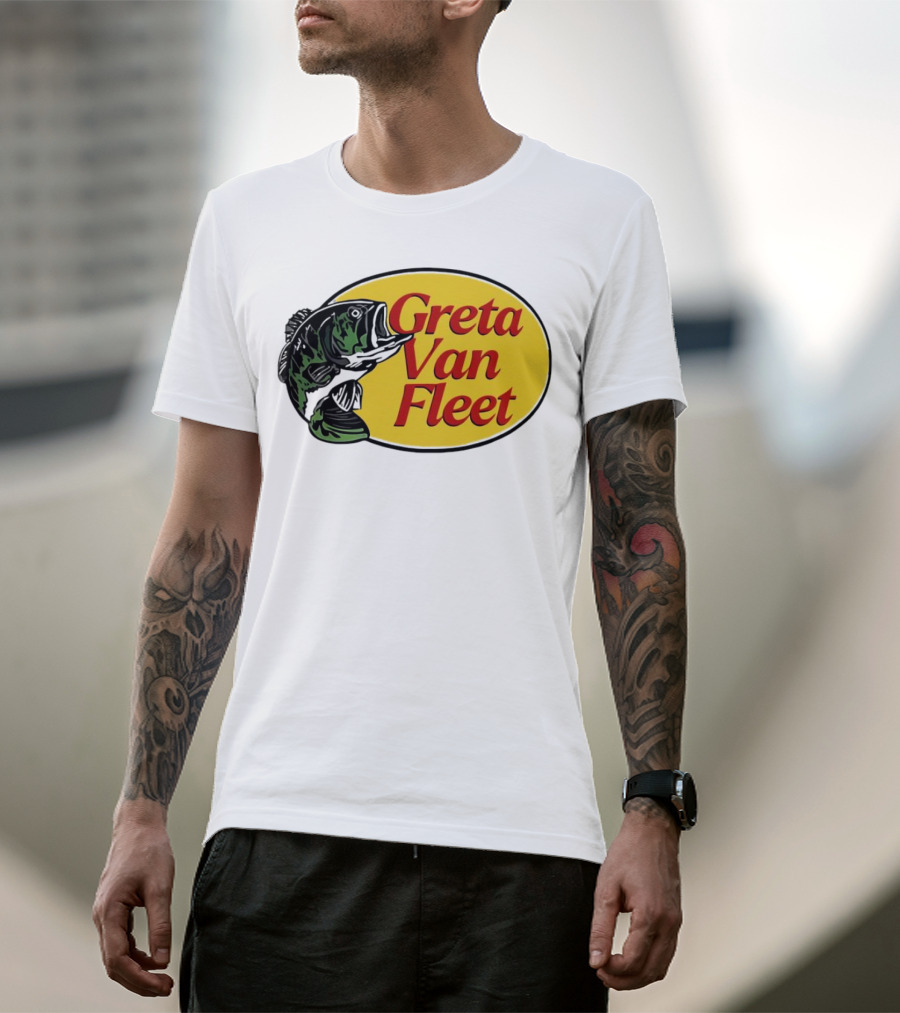 Greta Van Fleet Bass Fishing Oval Bass Emblem T-Shirt
