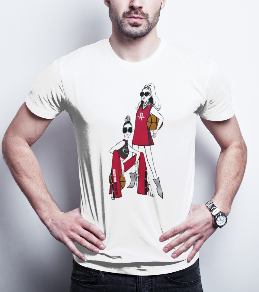 Houston Rockets G-III 4Her Basketball Girls Fitted Red Fashion Style With Basketballs T-Shirt