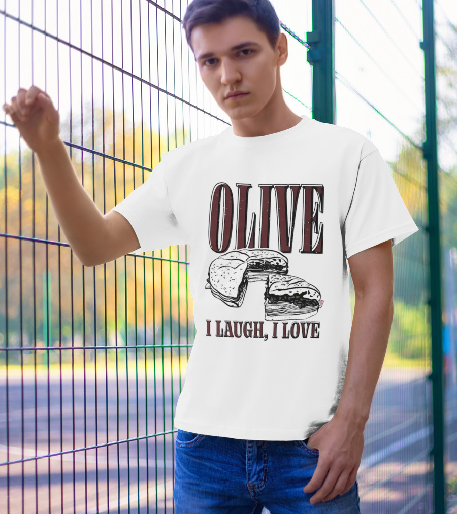 OLIVE I Laugh I Love Black Burger Joke T-Shirt