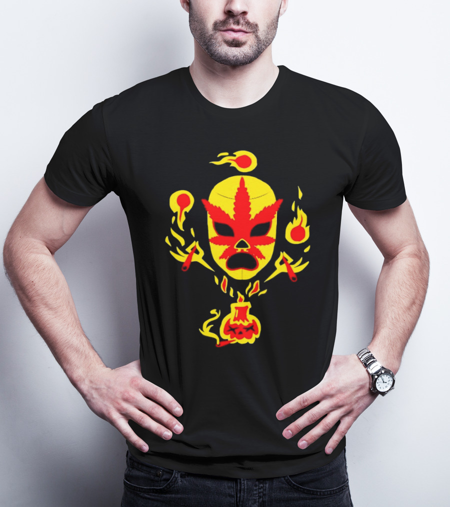 The Ablazing Blitzed Brothers Flaming Leaf Mask T-Shirt