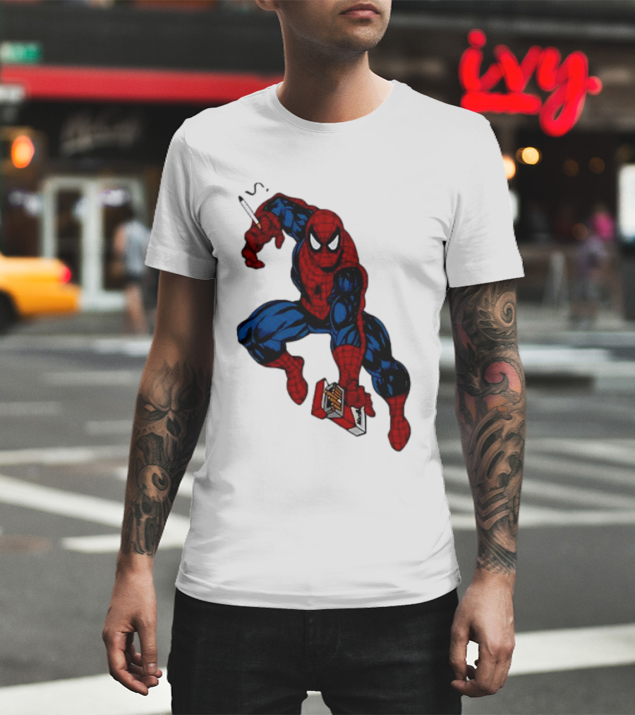 Spider-Man Smokerman Smoking Cigarette Comic T-Shirt