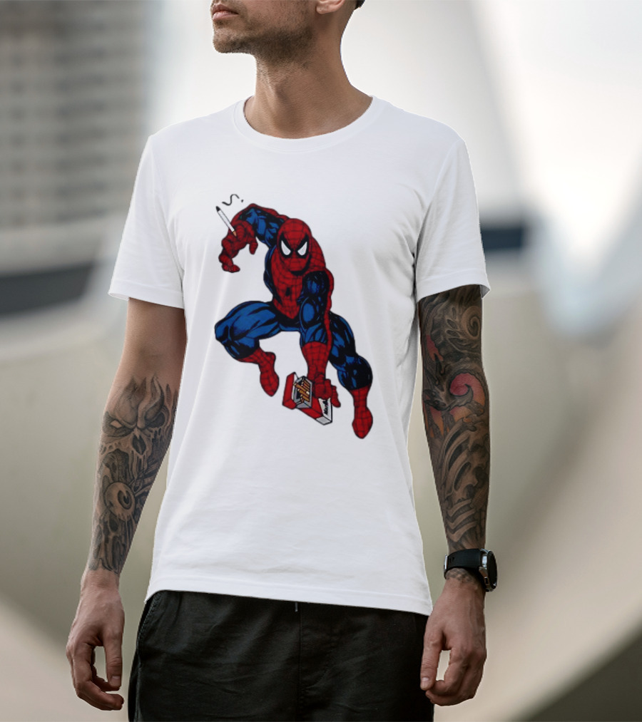 Spider-Man Smokerman Smoking Cigarette Comic T-Shirt
