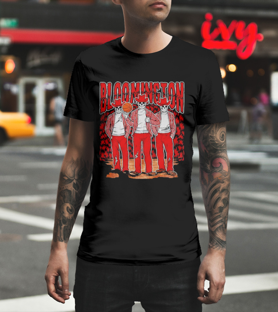 Bloomington Basketball Skeletons In Cowboy Hats T-Shirt