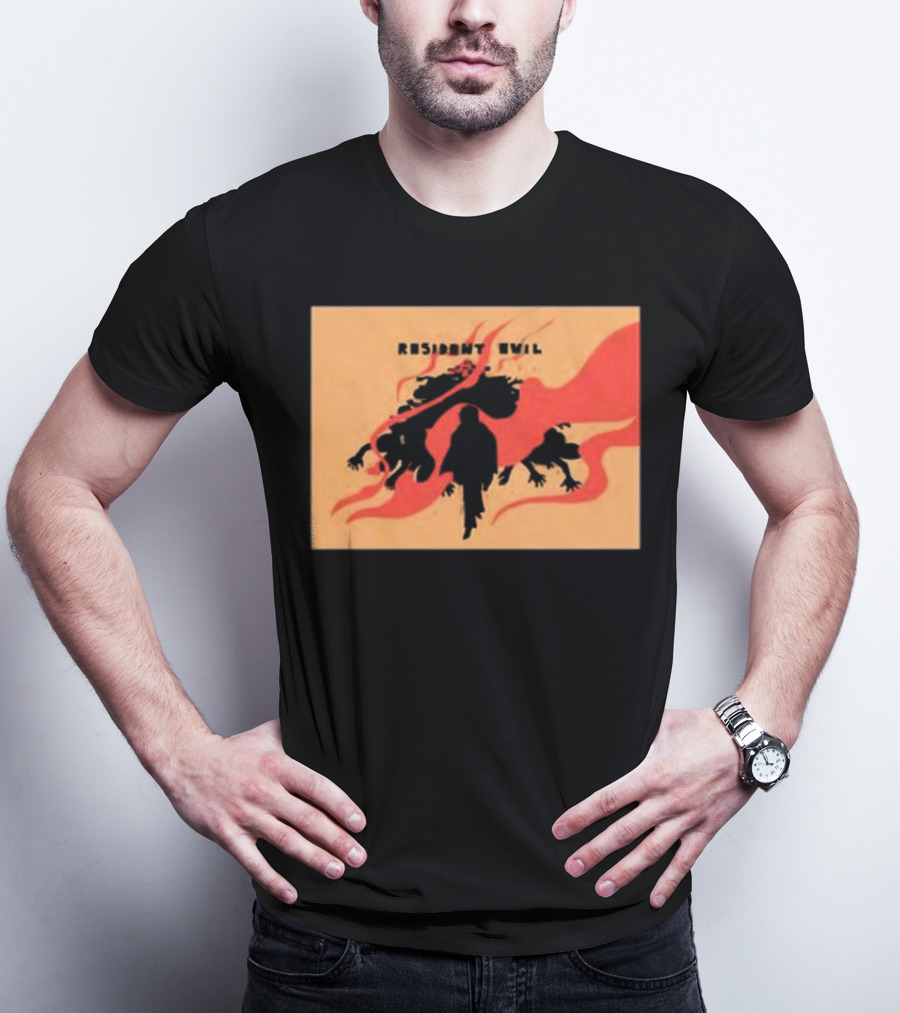 Resident Evil Silhouette Shadow Red Flames T-Shirt