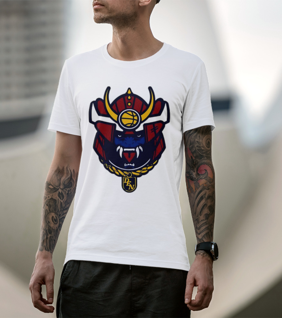 Denver Nuggets Samurai Helmet Emblem With DN Badge T-Shirt