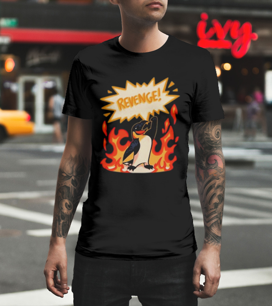 Hazbin Hotel Helluva Boss Revenge Penguin In Flames T-Shirt