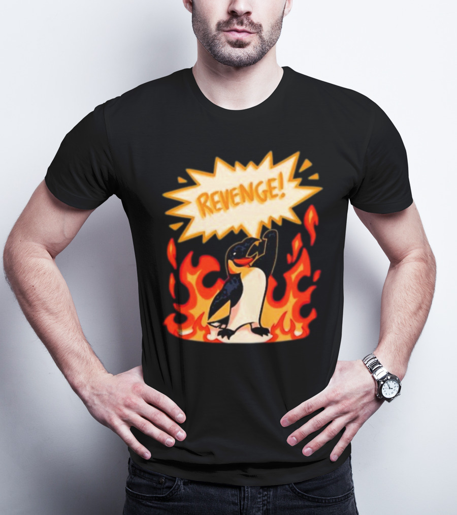 Hazbin Hotel Helluva Boss Revenge Penguin In Flames T-Shirt