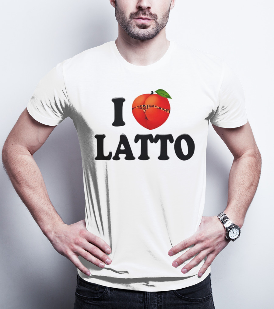 I Love Latto Peach With Leopard Print Detail T-Shirt
