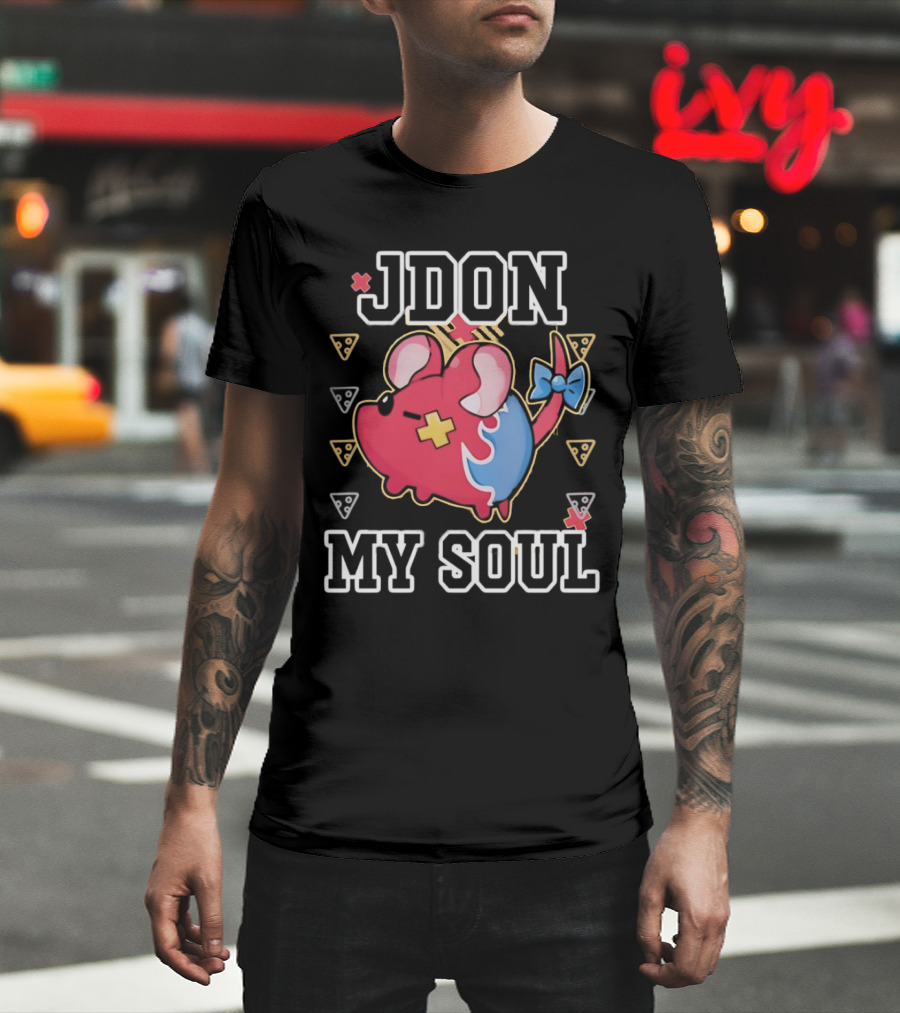 JDON My Soul Rat With Cute Red And Blue Cartoon Mouse With Pizza Slices T-Shirt
