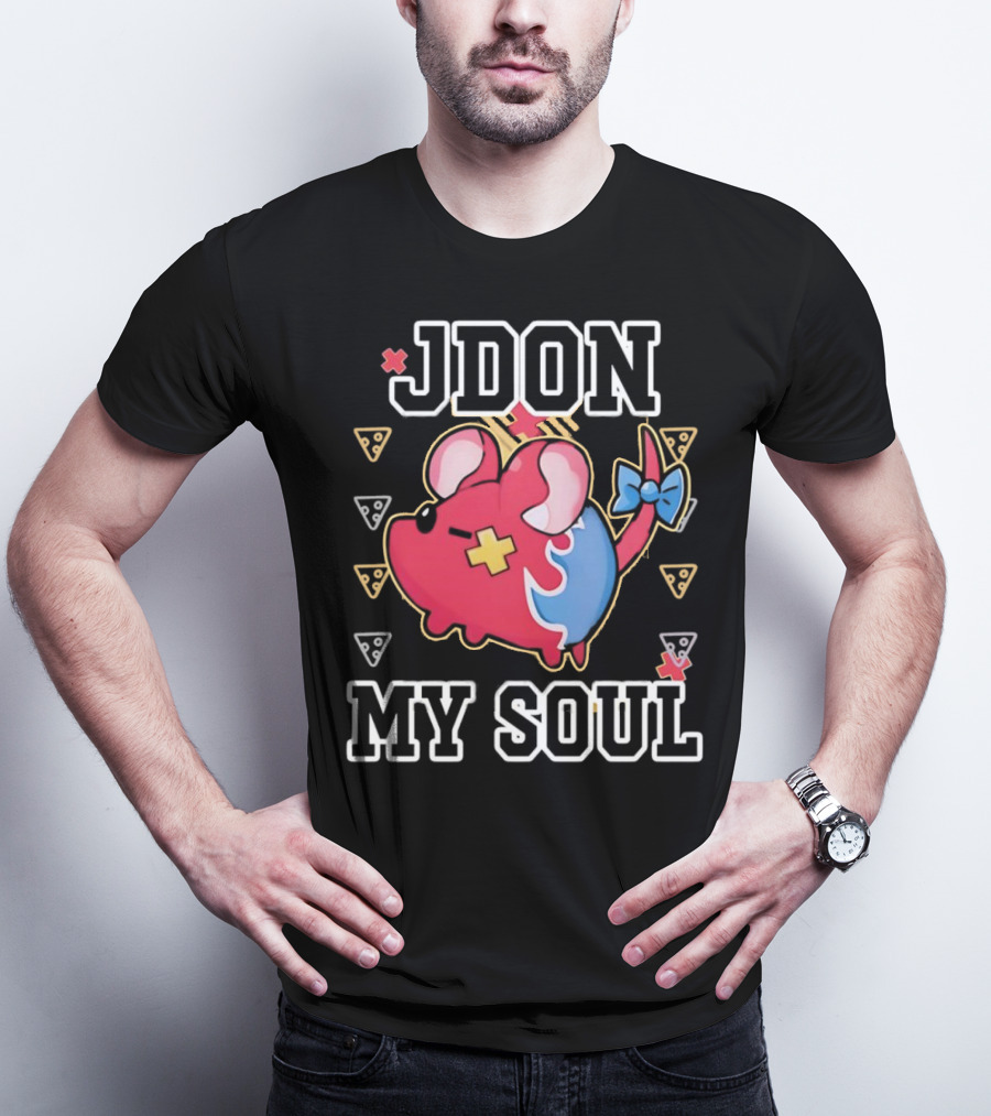 JDON My Soul Rat With Cute Red And Blue Cartoon Mouse With Pizza Slices T-Shirt