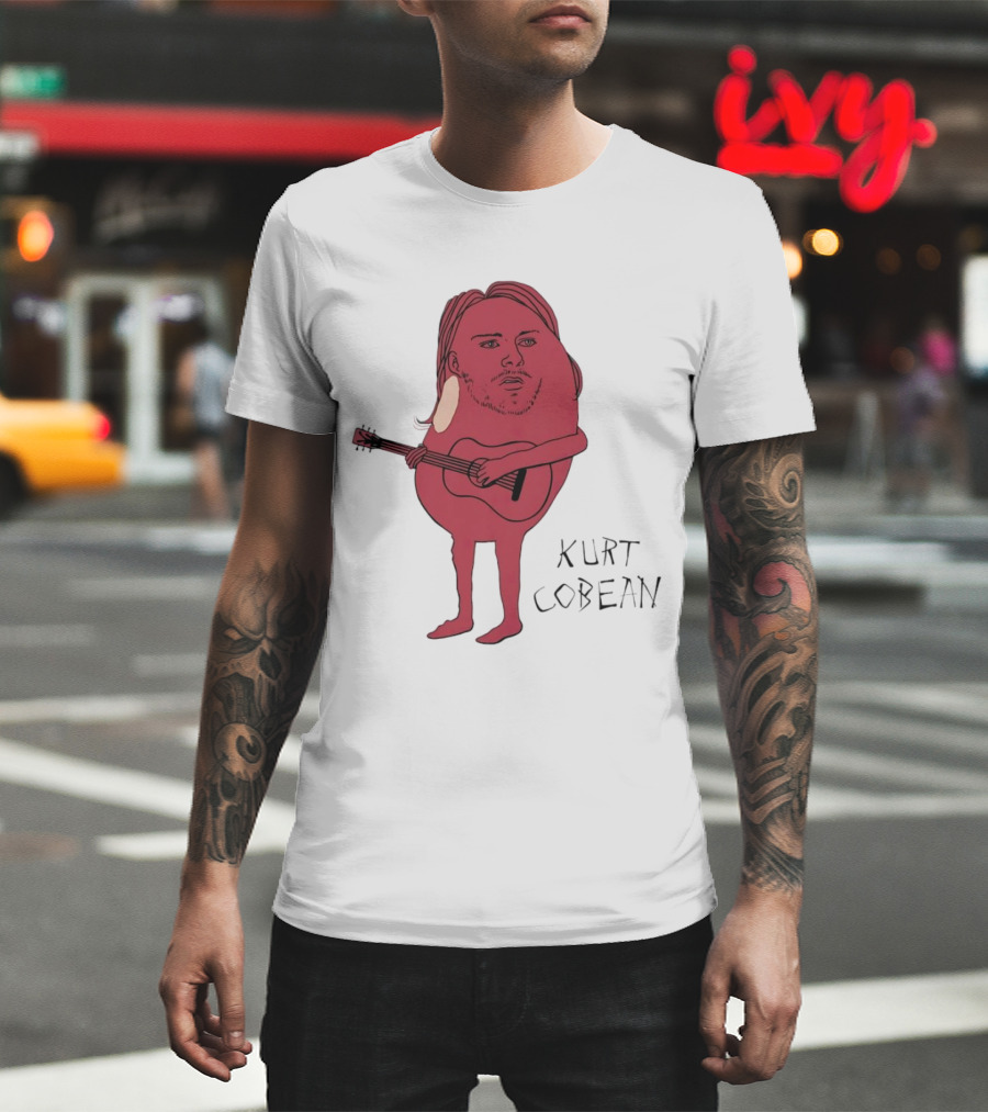Kurt Cobean Guitar Bean Character T-Shirt