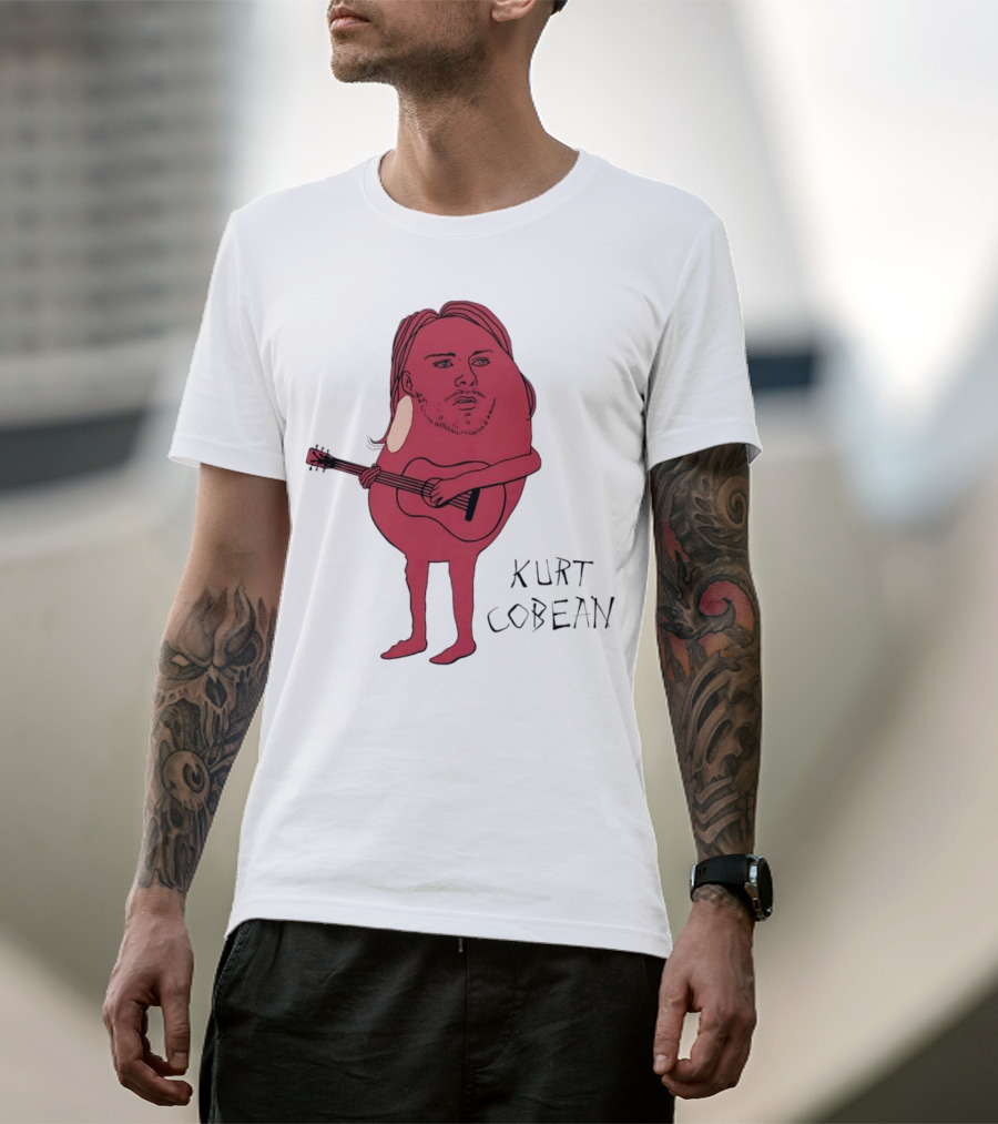 Kurt Cobean Guitar Bean Character T-Shirt
