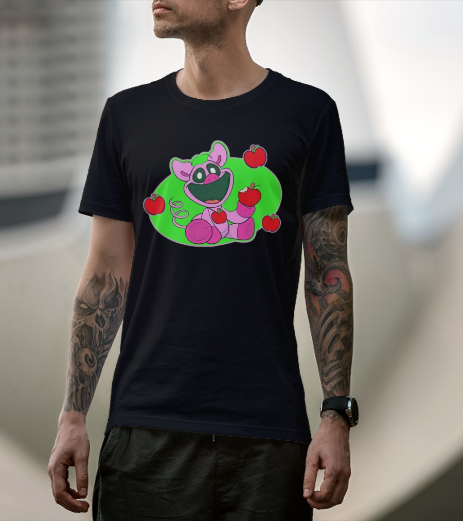 Pickypiggy Smiling Critters Happy Pig Eating Apples T-Shirt