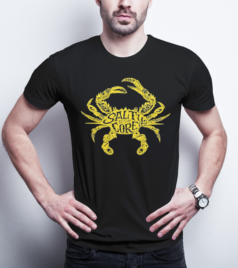 Salty To The Core Yellow Crab Tattoo-Inspired T-Shirt