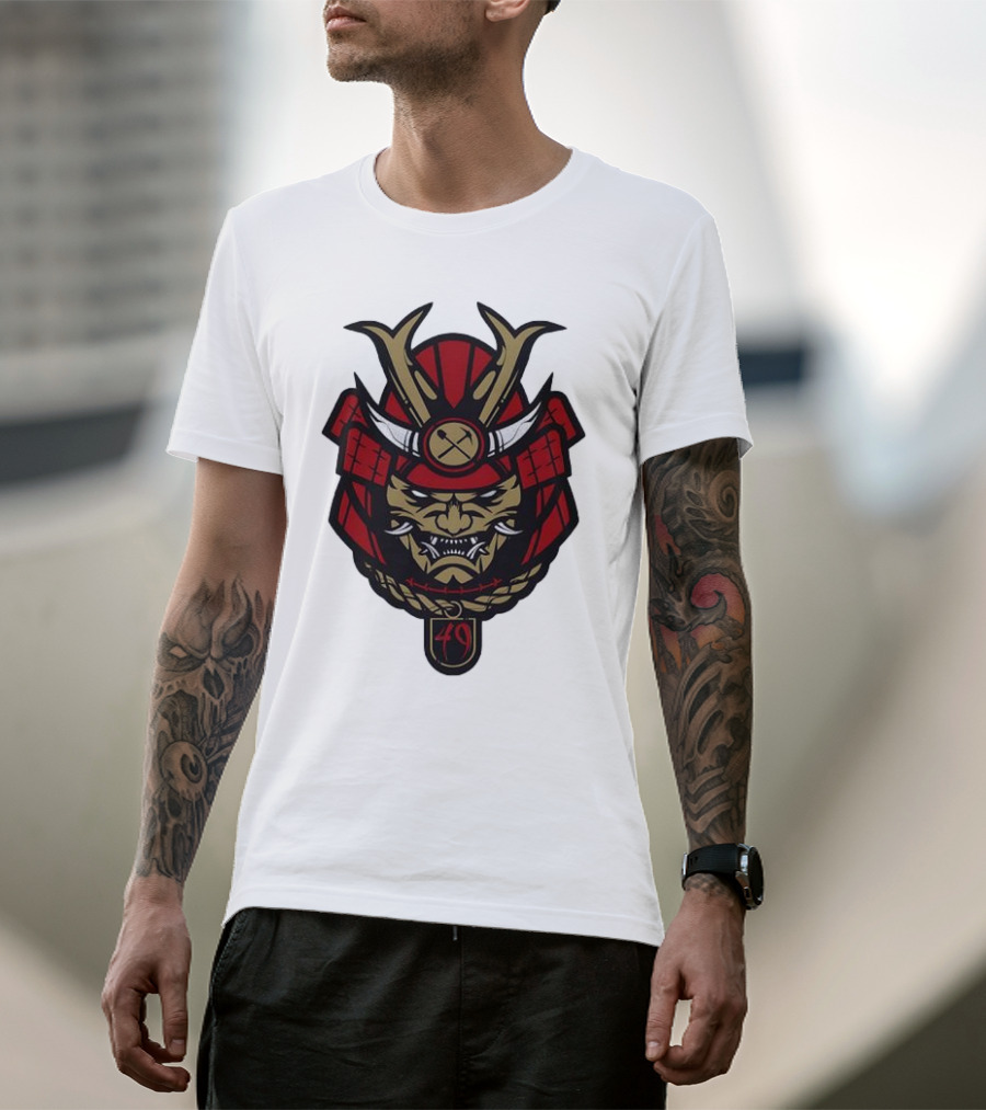 San Francisco 49ers Samurai Head With Crossed Axes And Number 49 T-Shirt