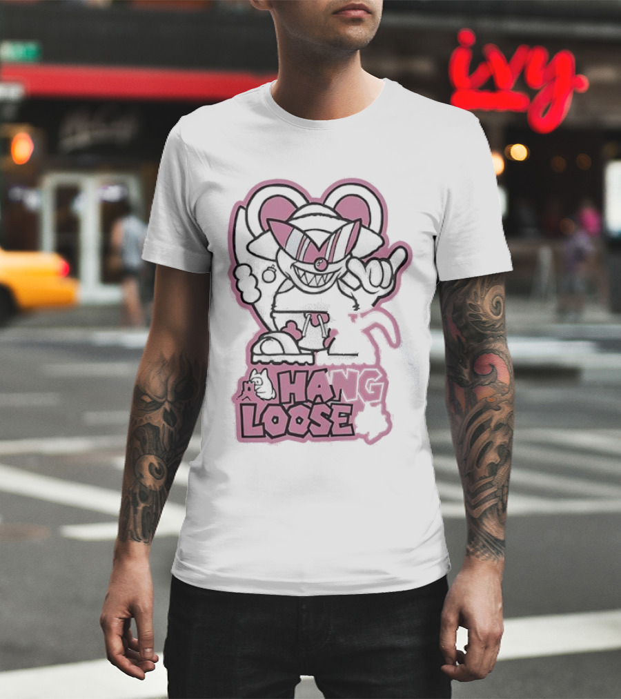 Coneyfest Hang Loose Retro Cartoon Mouse Hand Gesture T-Shirt
