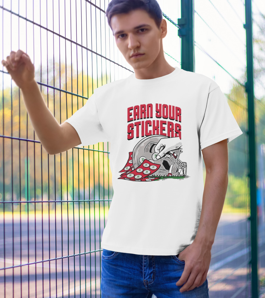Ohio State Buckeyes Earn Your Stickers Helmet Skull Football T-Shirt
