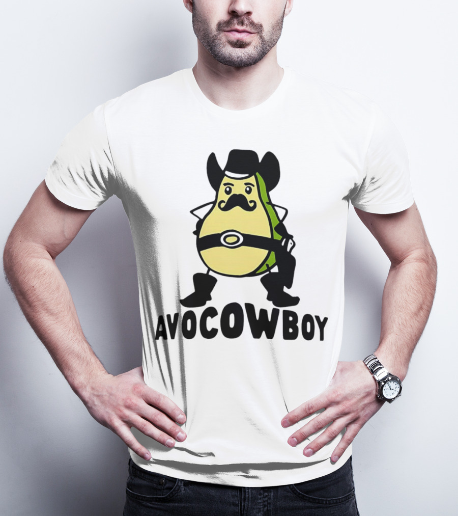 Avocowboy Avocado X Cowboy Character With Hat And Mustache T-Shirt