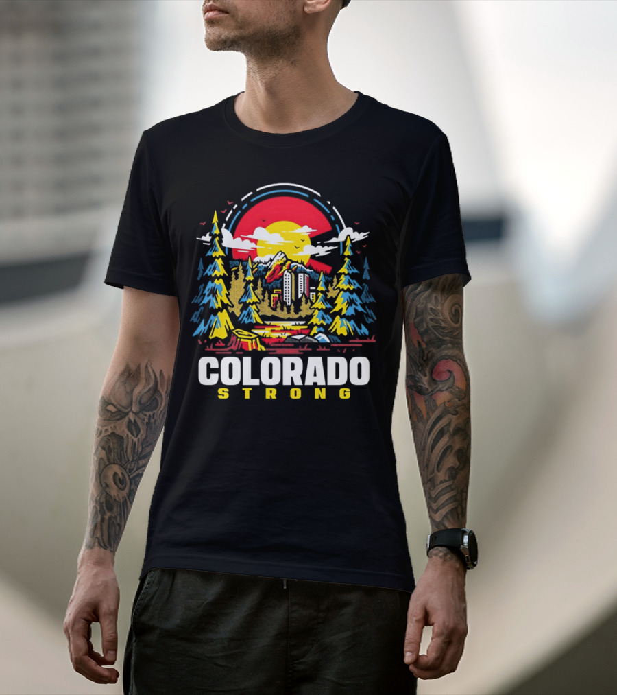 Dude Dad Colorado Strong Forest Sunset Mountains T-Shirt