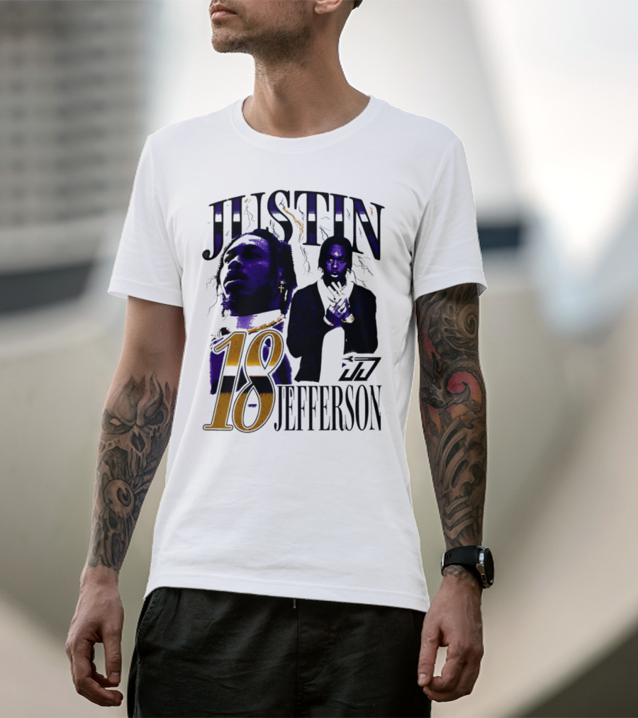 Justin Jefferson 18 Minnesota Vikings Lightning T-Shirt