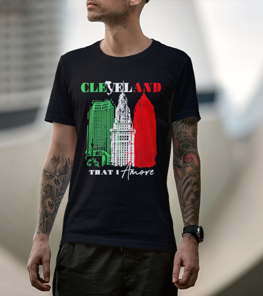 Cleveland That I Amore Italy Flag Skyline T-Shirt