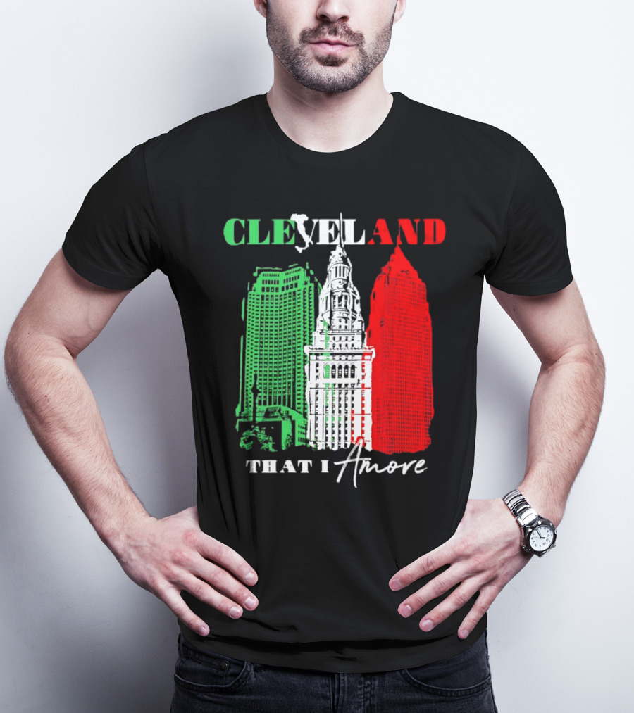 Cleveland That I Amore Italy Flag Skyline T-Shirt