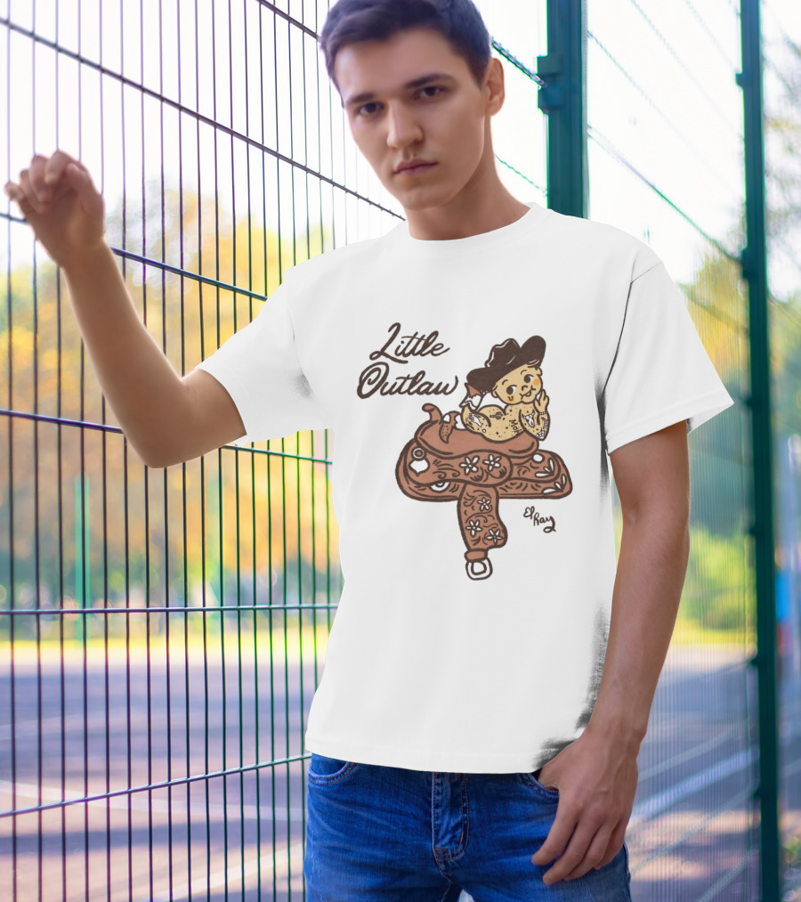 Kewpie Cowboy Little Outlaw Vintage Saddle Art By El Ren T-Shirt