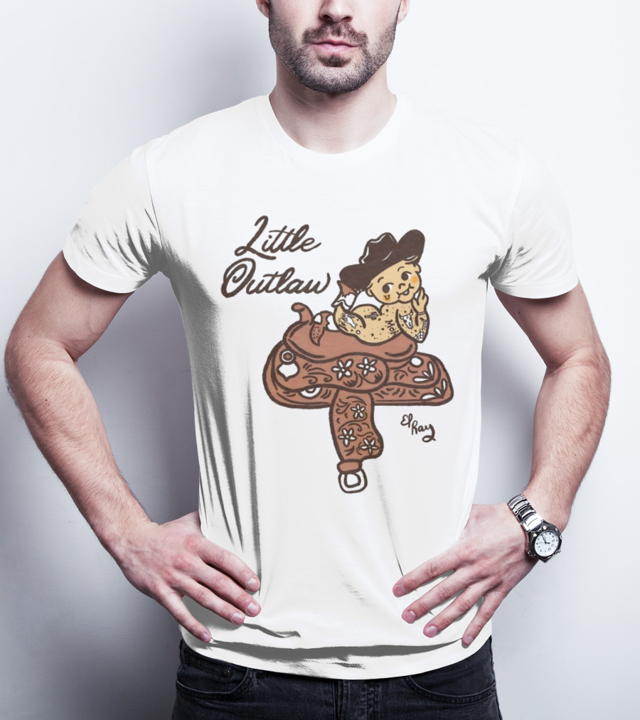 Kewpie Cowboy Little Outlaw Vintage Saddle Art By El Ren T-Shirt