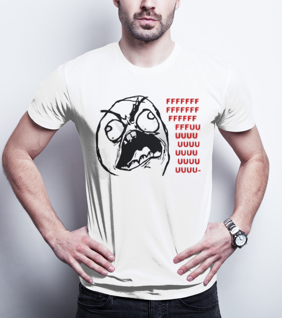 Rage Face Meme FFFFUUUUU Repeated Text T-Shirt