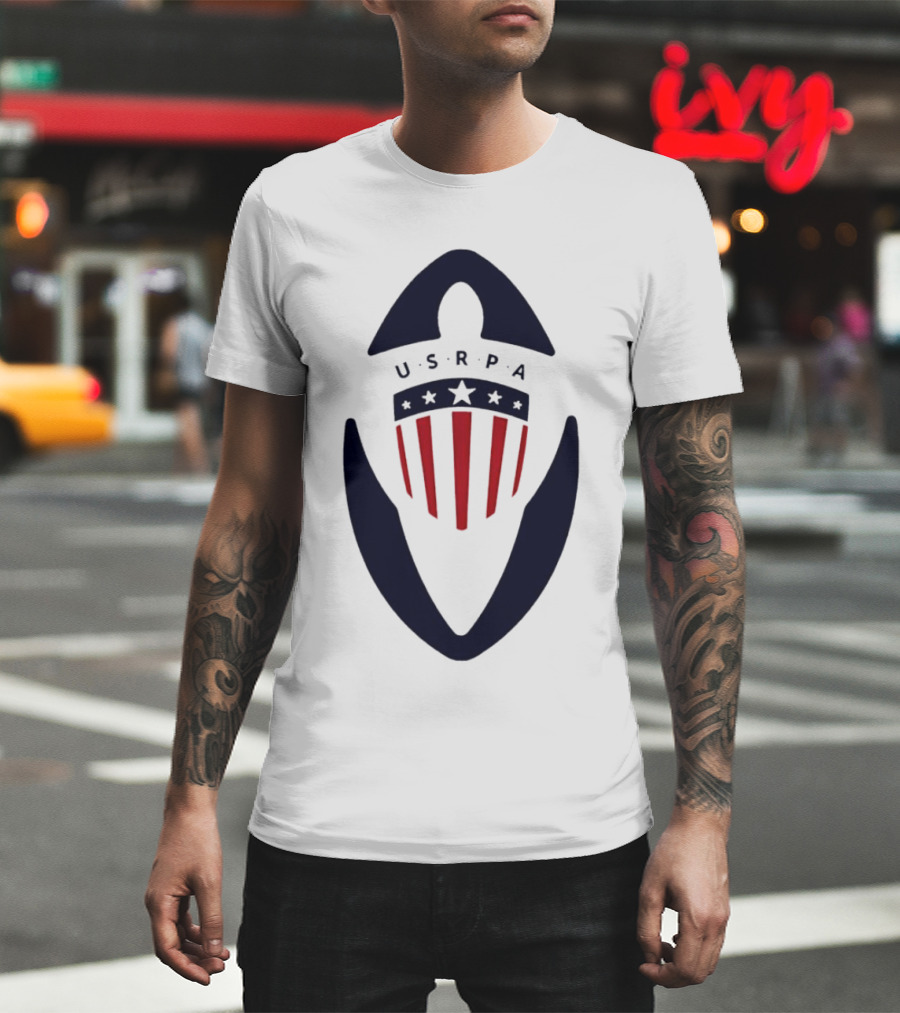 USRPA U.S. Rugby Players Association Red White And Blue Shield T-Shirt