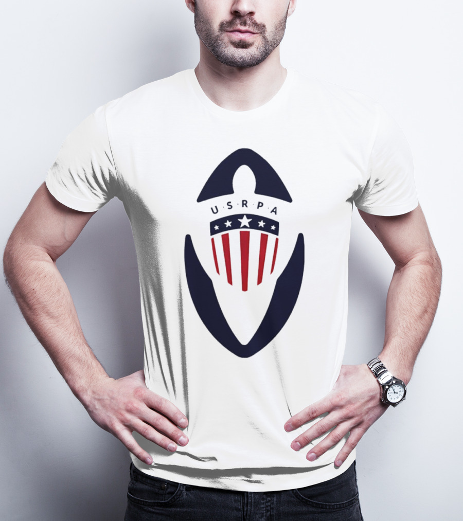 USRPA U.S. Rugby Players Association Red White And Blue Shield T-Shirt